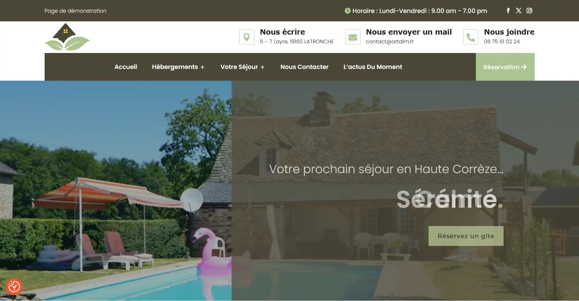 Mise en page web - hébergement Gîte - Artdim - Carcassonne